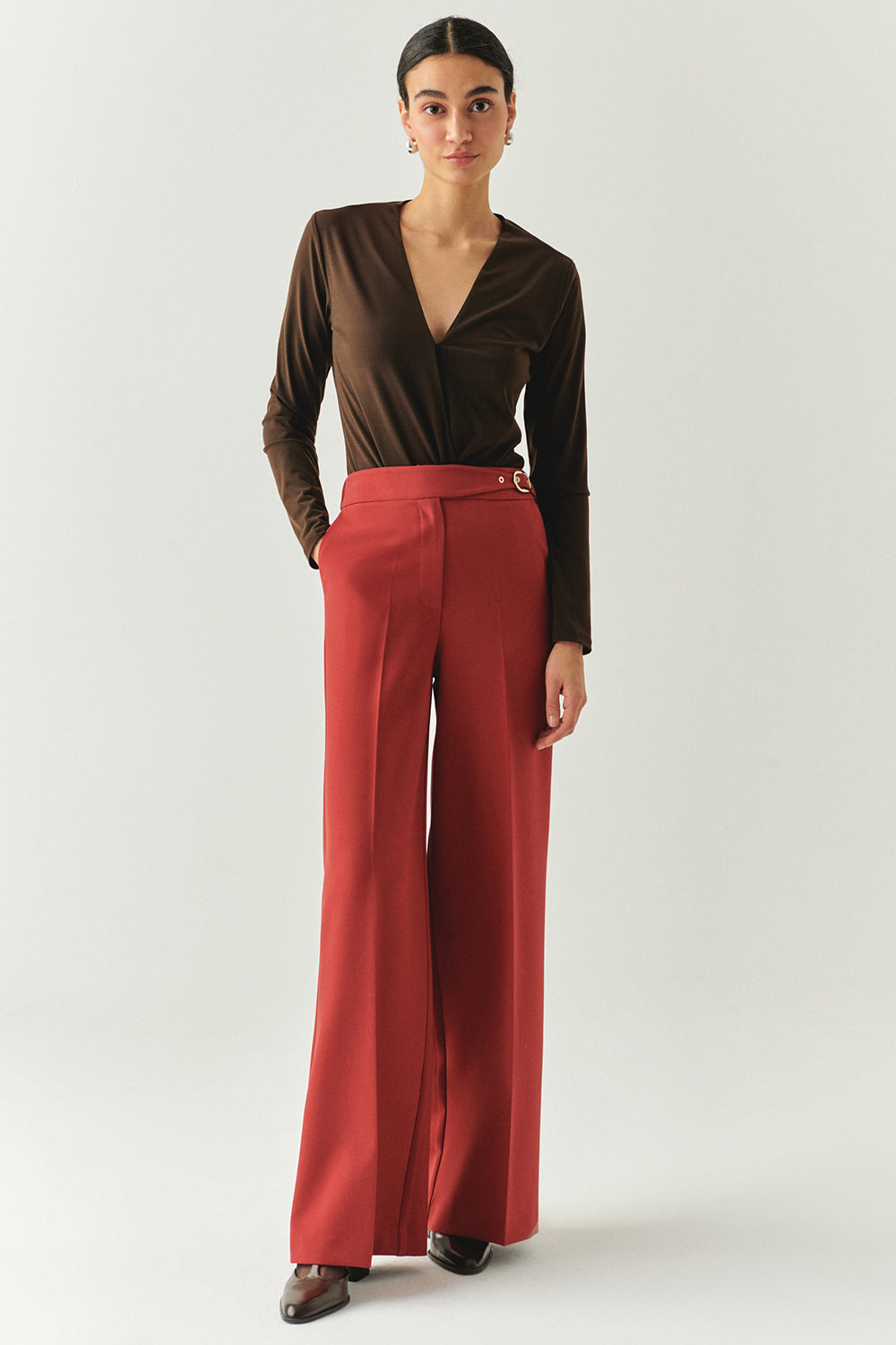 Regular Tailored Pocketed Pants - Red